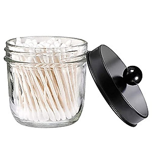 Amolliar 4PCS & 2PCS Black Mason Jar Bathroom Accessories Set- 3pcs Foaming Soap Dispenser&2pcs Qtip Holder Set&Toothbrush Holder-Rustic Farmhouse Decor Bathroom Organizer