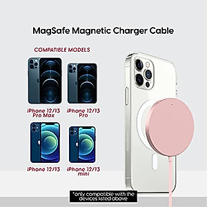 TALK WORKS Compatible with MagSafe Charger for iPhone 12, 13 with 6ft USB-C Cable Connected (No Wall Adapter) Magnetic Fast Charge Cord for Apple iPhone 13, 12 Pro/Max, Mini & Mag Safe Cases - Pink