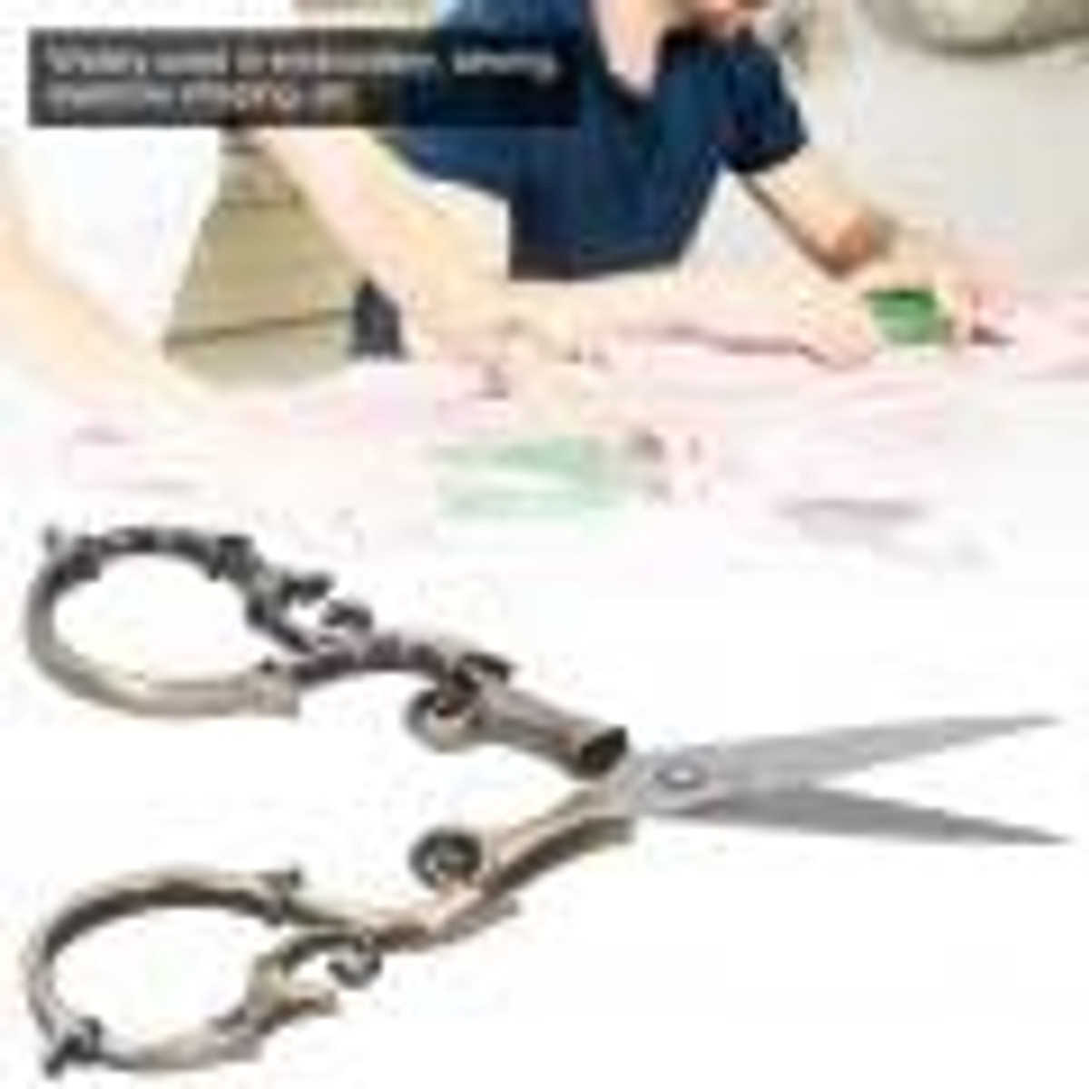 Vintage European Style Sewing Scissors, Flower Plum Blossom Scissors Embroidery Stainless Steel Scissors for Tailor Craft Work(Green)