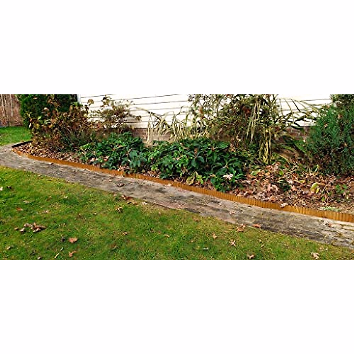 Corrugated Garden Edging (4in W x 10ft L, Rusted)