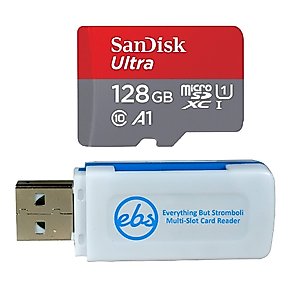 SanDisk 128GB Micro SDXC Ultra Memory Card Class 10 UHS-1 Works with Nintendo Switch Lite Gaming System (SDSQUAR-128G-GN6MN) Bundle with (1) Everything But Stromboli Micro SD Multi-Slot Card Reader