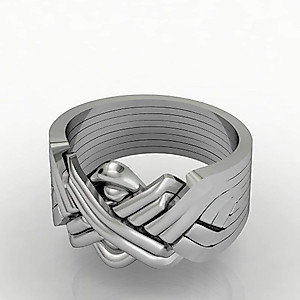 Ebruli 8 Band Classical Handmade Puzzle ring 925 Sterling Silver interlocking Knot Ring Women Men size 4 – 15 Silver (7.5)