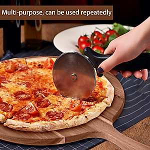 2 Pieces Acacia Wood Round Charcuterie Board 12'' Cutting Board Wooden Pizza Peel Cheese Paddle with Handle for Home Baking, Cheese, Fruits, Vegetables, Bread, Charcuterie Serving,16 x 12 x 0.6 Inch