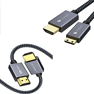 IVANKY 4K HDMI Cable 10 ft + Mini HDMI to HDMI Cable 6.6ft