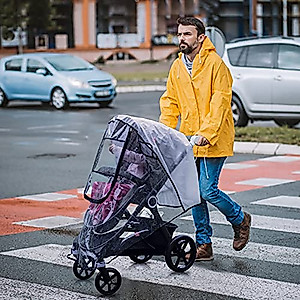 Stroller Rain Cover and Baby Stroller Mosquito Net(2-Piece Set),Baby Travel Weather Shield, Universal, Protect from Wind, Rain, Snow, Cold