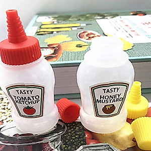 Mini Ketchup Bottles,2pcs Mini Condiment Squeeze Bottles Small Sauce Container Cute Squirt Honey Salad Dressing Container