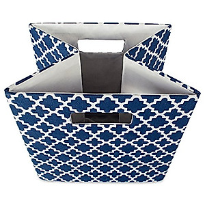 DII Hard Sided Collapsible Fabric Storage Container for Nursery, Offices, & Home Organization, (13x13x13) - Lattice Nautical Blue