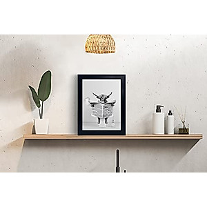 Black Framed Bathroom Decor - Funny Highland Cow Wall Art in Bathtub, Black and White Canvas Cow In Bathroom Picture, Humor Animals Bathroom Artwork Prints, Rustic Farmhouse Style Wall Decor Ready To Hang for Living Room, Bathroom, Bedroom, Kids Bathroom