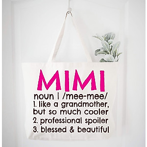 COCOVICI Mimi Tote Bag | Mimi Definition Tote Bag | Grandma Gifts | Mimi Gifts | Mimi Christmas Gift | Christmas Gift from Grandkids (Mimi Definition Pink/Black Font)