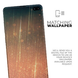 DesignSkinz Orange Scratched Surface with Gold Beams Protective Vinyl Decal Wrap Skin Cover Compatible with The Samsung Galaxy S20 (Screen Trim & Back Glass Skin)