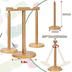 Frjjthchy Yarn Holder for Crocheting Yarn Ball Holder Wooden Yarn Spinner with Double Yarn Spool, Easy to Install, Smooth Rotation