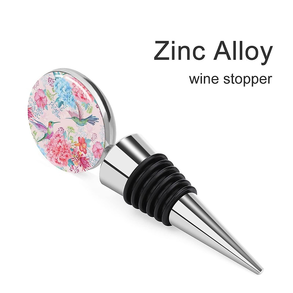 Tropical Flowers and Hummingbirds Wine Bottle Stoppers Reusable Cork Vacuum Plug for Champagne Glass Beverage Bottles