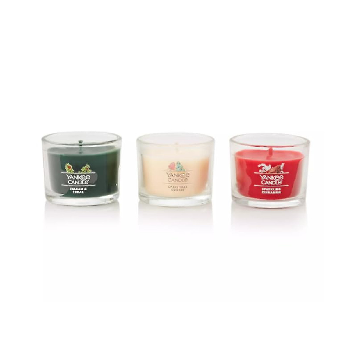 Yankee Candle Set of 3 Mini Candles - Balsam & Cedar, Christmas Cookie, Sparkling Cinnamon
