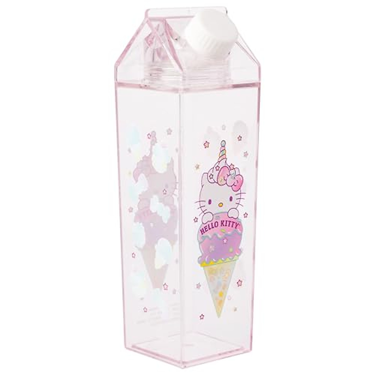 Silver Buffalo Sanrio Hello Kitty Plastic Milk Carton Bottle, 16.2 Ounces