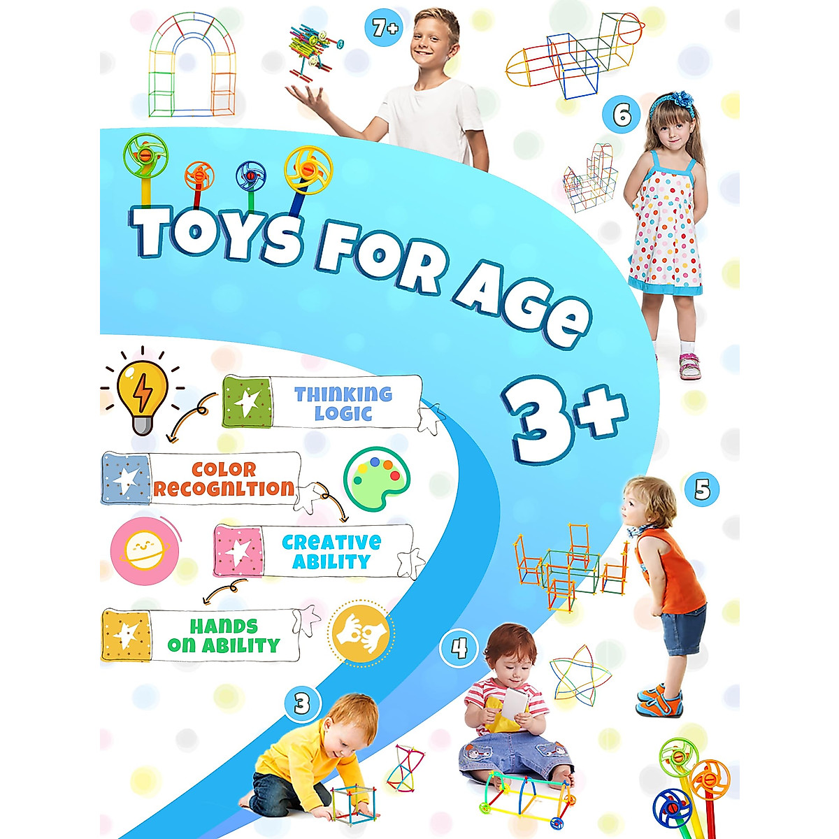 Straw Constructor Toy 600Pcs STEM Building Toys Set,Upgrade Interlocking Plastic Educational Toys Engineering Building Kit Safety Material Creativity Toy for 3-8 Years Boy and Girl Birthday Gifts