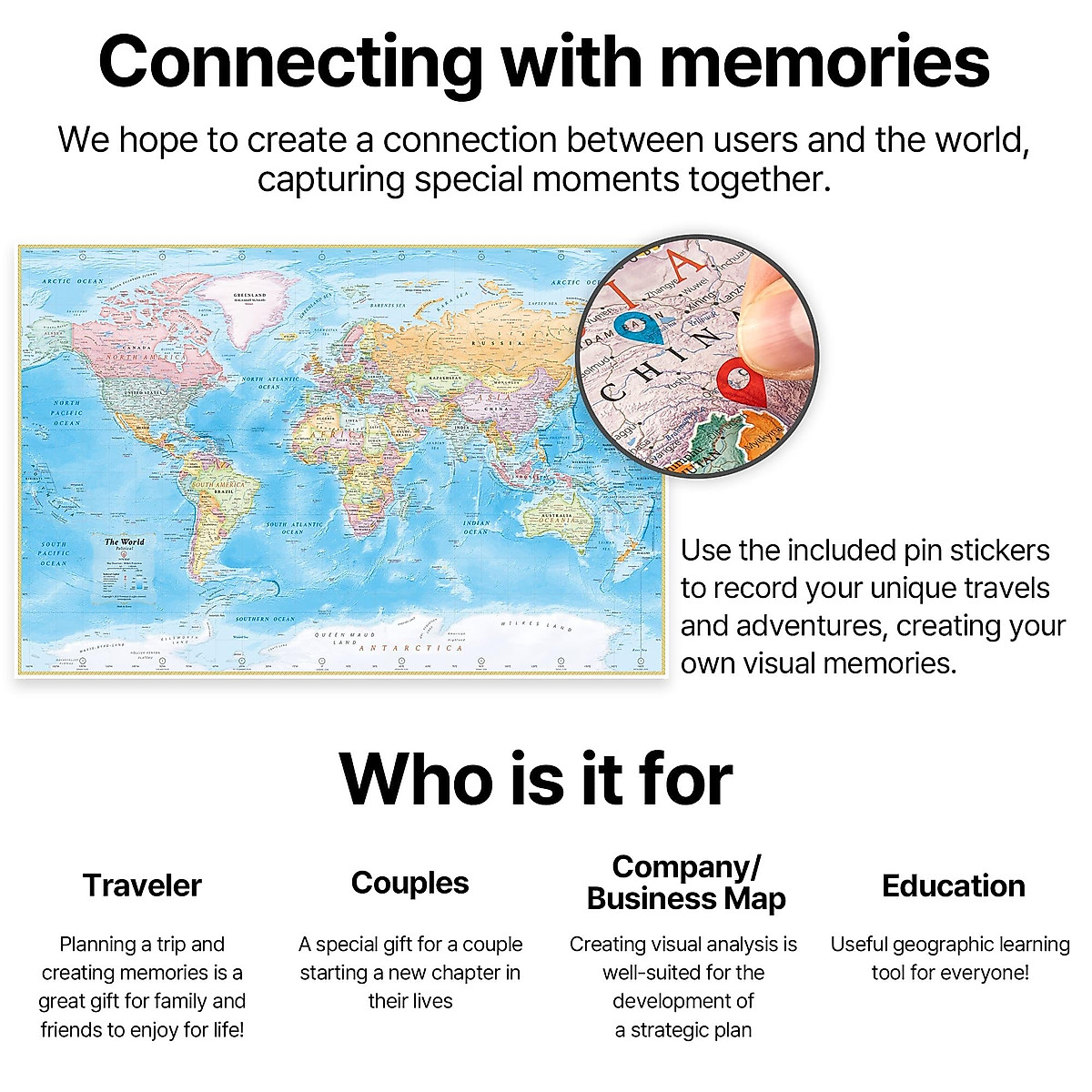 NOWMAP AquaShield Double-Sided World and USA Map Waterproof 2 Wall Map Set 24x36 - Folded Edition with (Pin Stickers)