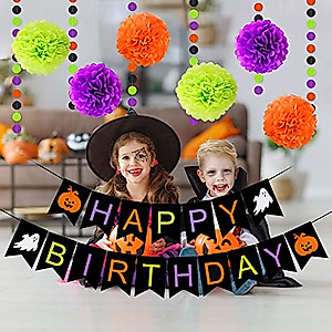 Black Halloween Happy Birthday Banner- Halloween Birthday Party Decorations,1st Birthday Halloween,Happy Birthday Halloween Banner,Halloween Fireplace Mantle Home Decor