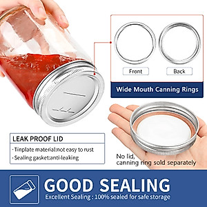 48 PCS Wide Mouth Canning Rings, Wide Mouth Mason Jar Rings - Split-Type Seals Jar Rings, Replacement Metal Rings Rust Proof Leak Proof Screw Bands for Wide Mouth Jar
