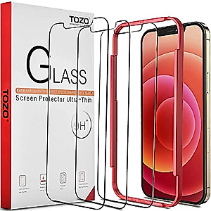 TOZO Compatible for iPhone 12 Pro Max Screen Protector 3 Pack Premium Tempered Glass 0.26mm 9H Hardness 2.5D Film Easy install 6.7 inch