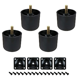 LC LICTOP Plastic Cylinder Sofa Legs M8 Thread Replacement Furniture Sofa Legs with Mounting Plates Screws Set of 4 (55x50mm)