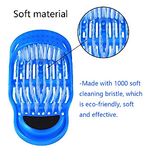 Magic Feet Cleaner, Airlxf Blue Feet Cleaner Washer Brush Exfoliate Cleaner Bristle Slipper No Bending Foot Massager for Washer Shower Spa Massager Slippers (1)