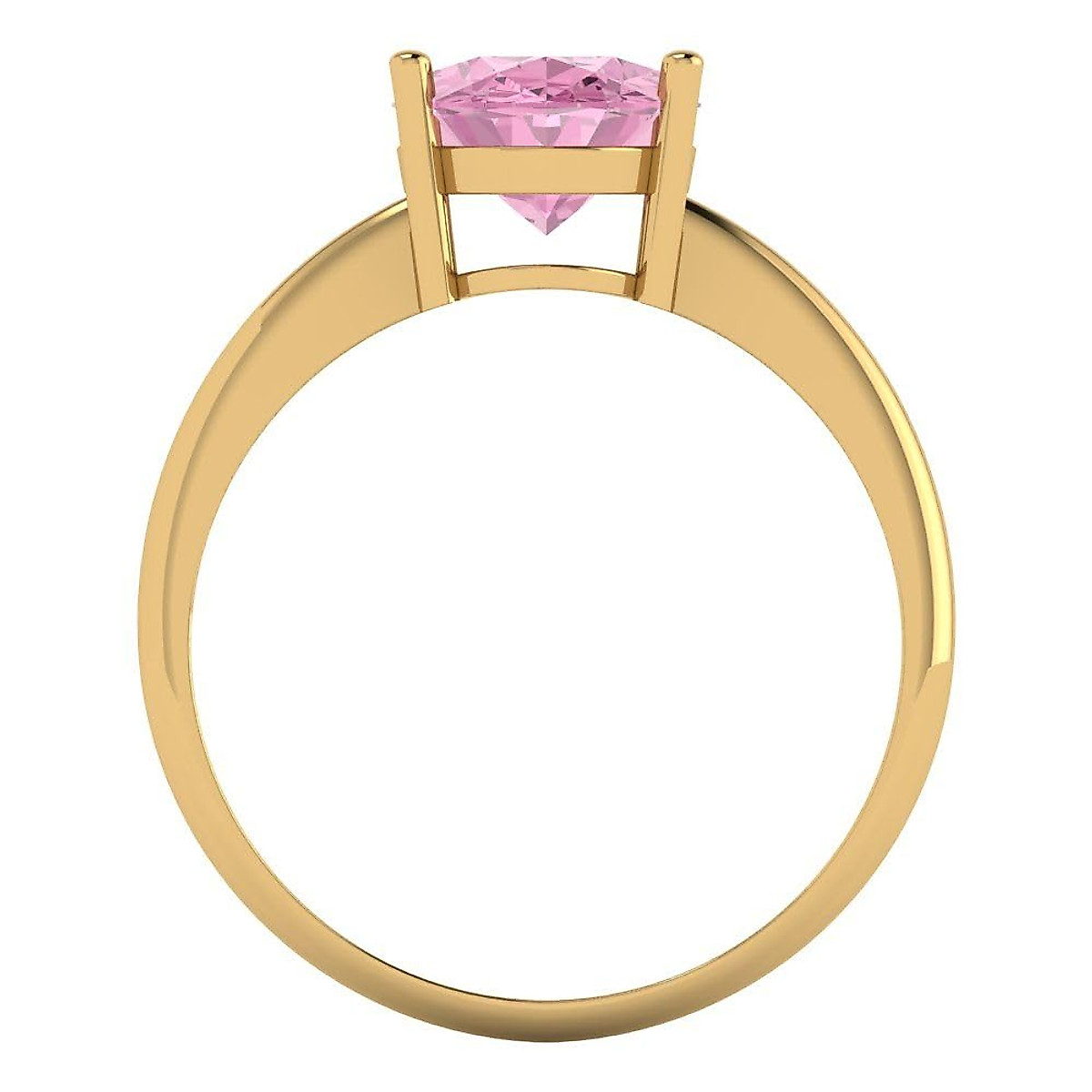 Clara Pucci 2.4ct Oval Cut Solitaire Pink Simulated Diamond Cubic Zirconia Bridal Designer Wedding Anniversary Ring 14k Yellow Gold