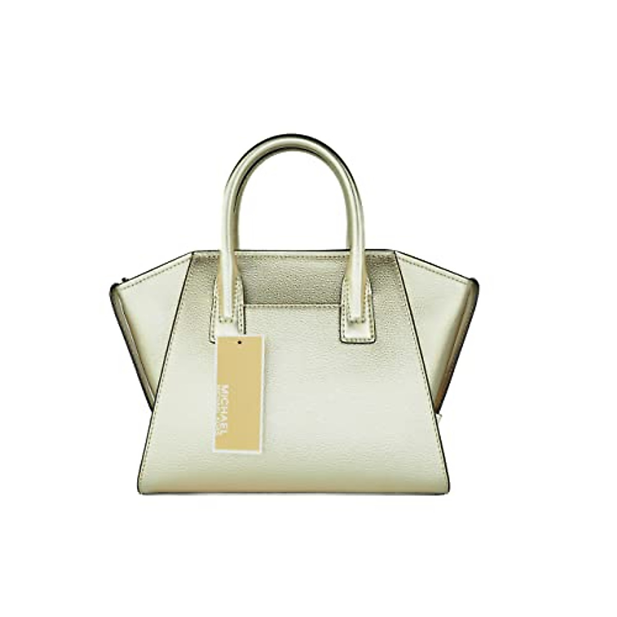 Michael Kors Avril Small Top Zip Satchel Shoulder Crossbody Leather Bag In Pale Gold