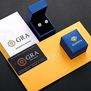 Moissanite Stud Earrings Screw Back 2.0CT 6.5MM*2 18K White Gold Plated S925 Sterling Silver Round Cut D Color VVS1 Clarity Lab Created Moissanite Diamond Earrings for Women Men