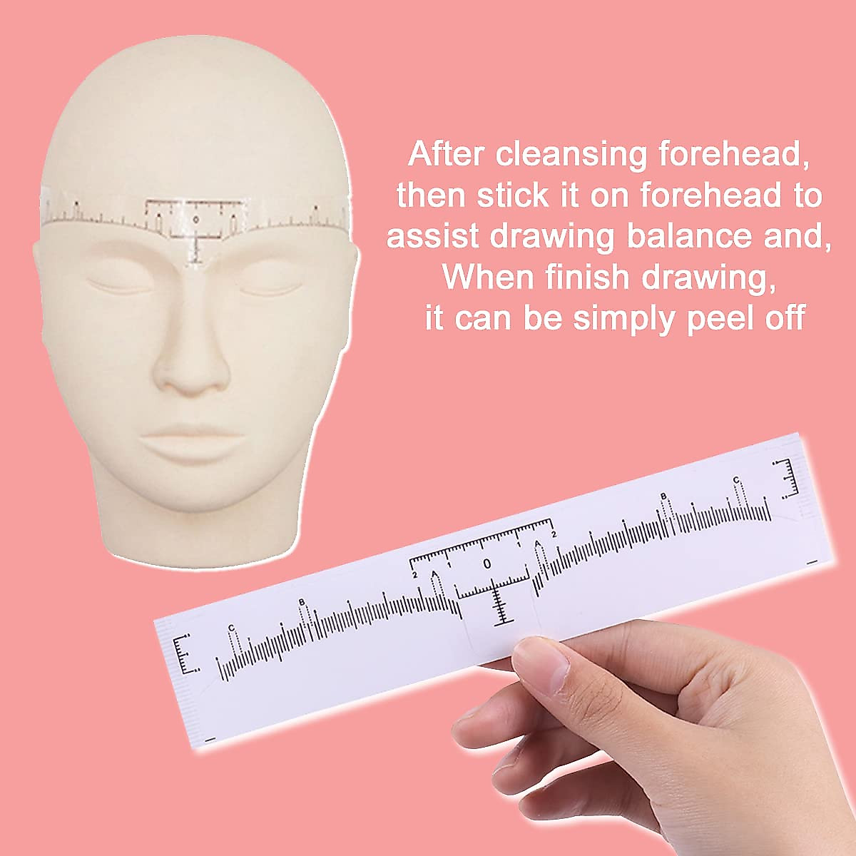 100 Pack Eyebrow Ruler, KINGMAS Disposable Brow Ruler Microblading Adhesive Eyebrow Sticker Stencil Guide Measuring Tool