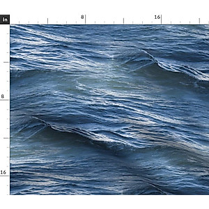 Spoonflower Fabric - Ocean Water Sea Waves Blue Nautical Aquatic Printed on Petal Signature Cotton Fabric Fat Quarter - Sewing Quilting Apparel Crafts Decor