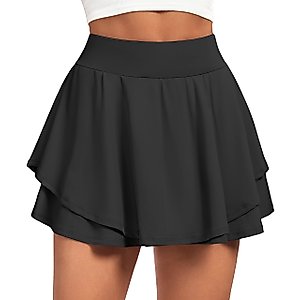 IUGA Tennis Skirts for Women with Pockets Shorts Athletic Golf Skorts Skirts for Women High Waisted Running Workout Skorts Black