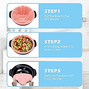 2 Pack Slow Cooker Liners - Reusable Crock pot Divider, Safe Silicone Cooking Bags Fit 7-8 Quarts Oval or Round Pot (Fit 7-8 Quarts Grey+Pink)
