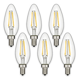Sunbeam 16909 4W LED Warm White 2700K 40 W Equivalent, 15000 Hours, 350 Lumens, Medium Base, B11 Light Bulb 6-Pack