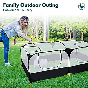 Small Animals Playpen,Pet Cage Tent Large Chicken Run Coop with Detachable Bottom Breathable Transparent Mesh Walls, Foldable Pet Enclosure for Puppy Kitten Rabbits Indoor Outdoor playpen