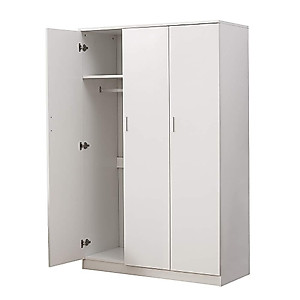 Panana 3 Door Wardrobe, Armoires with Storage Shelves and Hanging Rail Clothes Storage Cabinet for Bedroom