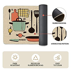 Artoid Mode The Kitchen is The Heart of The Home Kitchen Mats Set of 2, Seasonal Cooking Sets Holiday Party Low-Profile Floor Mat for Home Kitchen - 17x29 and 17x47 Inch