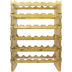 Sorbus Stackable Bamboo Wine Rack — Classic Style Wine Racks for Bottles — Perfect for Bar, Wine Cellar, Basement, Cabinet, Pantry, etc. (6-Tier)