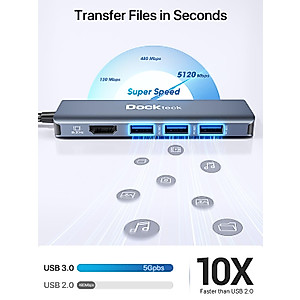 8K HDMI USB C HUB, 5-in-1 USB-C Multiport Adapter, Dockteck USB Dock Dongle with 8K 30Hz/4K 120Hz/4K 60Hz HDMI, 100W PD, 3 x USB 3.0 for Steam Deck, MacBook Pro/Air M1, iPad Pro/Air, Surface Pro 7/8/X