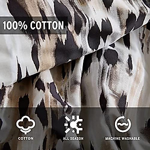 Kenneth Cole New York - Queen Duvet Cover Set, Cotton Reversible Bedding with Matching Shams, Modern Home Décor (Abstract Leopard Brown, Queen)