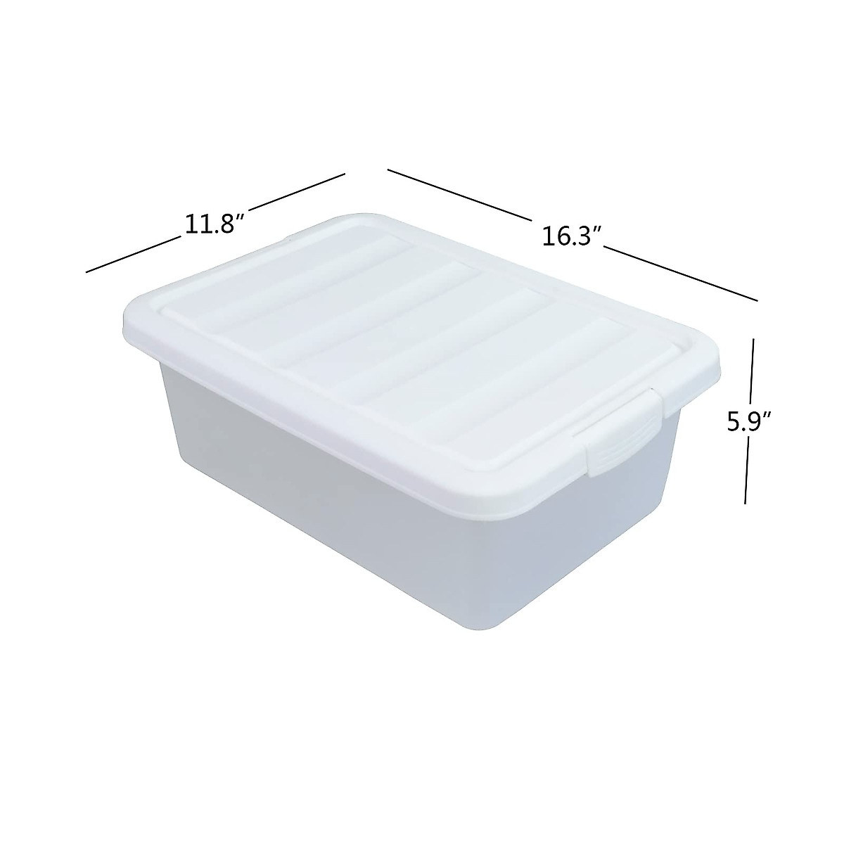 Jandson 14 Quart Clear Frosted Bin, Plastic Latching Box/Container with White Lid, Pack of 2, F