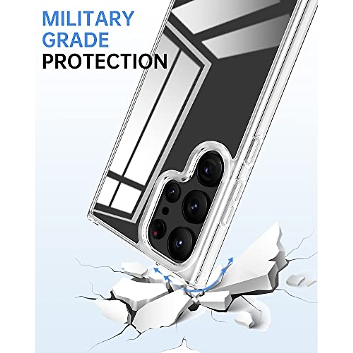 EJGNA for Samsung Galaxy S23 Ultra Phone Case, [20X Anti-yellowing] [Military-grade Drop Protection] for Galaxy S23 Ultra Case with S Pen Holder 5G 6.8", Hard PC Back+Flexible TPU Frame, Diamond Clear