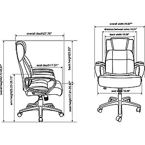 Lorell Soho High-Back Leather Executive Chair, Black