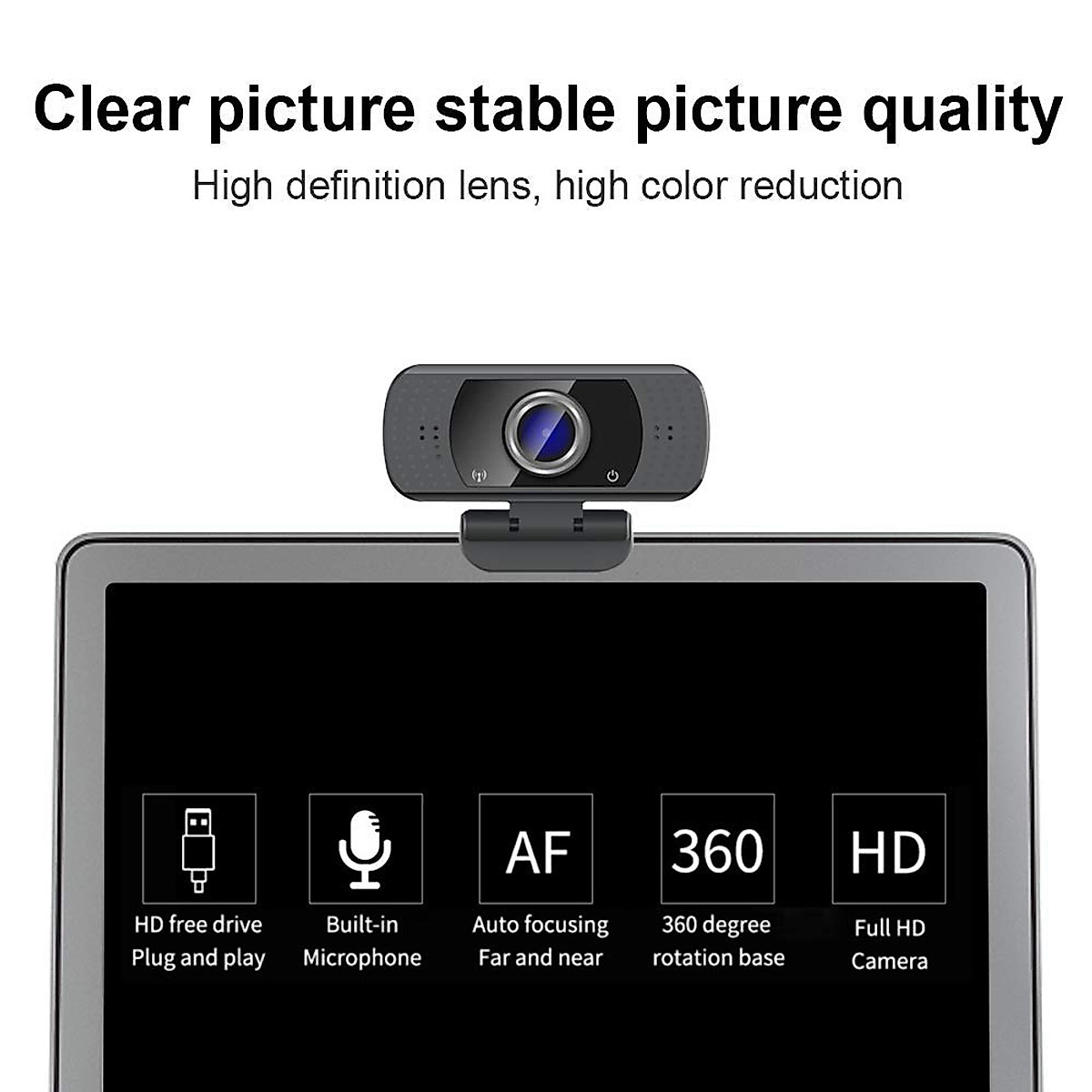 Electype HD Webcam with Microphone,1080P HD Webcam with Privacy Cover and Tripod, Auto Focus Plug and Play USB Computer Camera for Laptop/PC/Mac, Online Studying,Video Calling and Conferencing