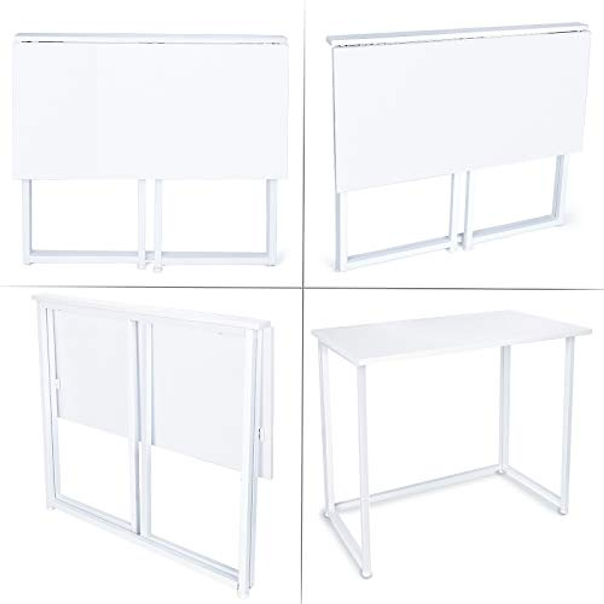 Leopard Outdoor Products Folding Computer Desk for Small Spaces, No-Assembly Space-Saving Home Office Desk, Foldable Computer Table, Laptop Table, Writing Desk, Compact Study Reading Table (White)