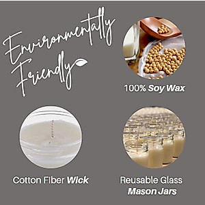 Nika's Home Sandalwood Soy Candle 12oz Mason Jar Non-Toxic White Soy Handmade, Long Burning 50-60 Hours Highly Scented All Natural, Clean Burning Large Candle Gift Décor