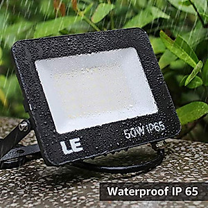 LE LED Flood Lights Outdoor 50W, 4200LM 5000K Daylight White Super Bright Lighting, IP65 Waterproof, Flexible Stand Outdoor Floodlights for Garden, Yard, Party and Patio, 2 Pack