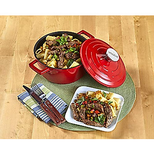 IMUSA USA, Red 5 Quart Cast Aluminum Dutch Oven With Stainless Steel Knob