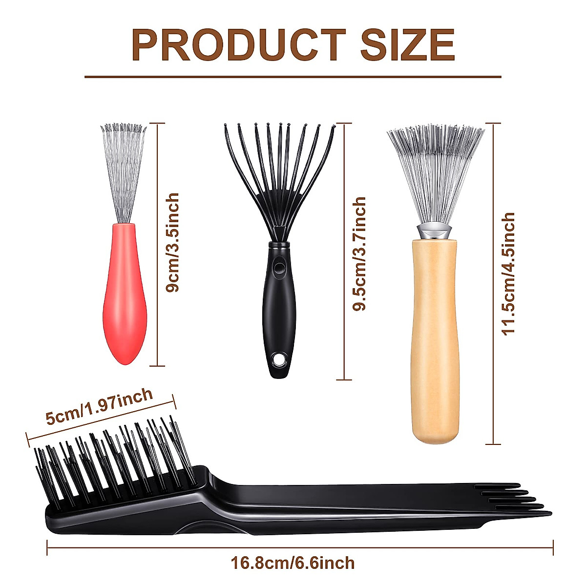 5-Piece Comb Cleaner Set - Rake, Brush and Tool for Removing Hair, Dust from Different Combs, Ideal for Home and Salon Use
