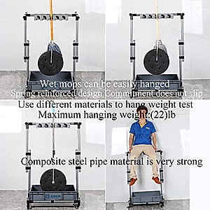 QTJH Broom and Mop Holder Put Wet Mops Movable Floor-Mounted Mop Rack Floor Standing Cleaning Tool Cart Storage for Garden Garage Schools, Hospitals, Factories, Hotels,Property Companies