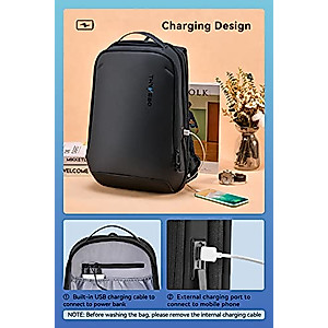 Thykebo High Tech Backpack for Men,Slim Laptop Backpack with USB Charging Port,Waterproof Business Backpack Ideal for Working,Daily